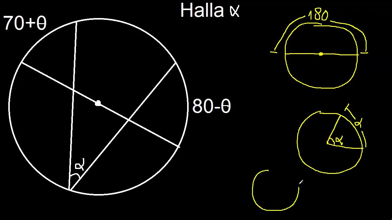 hallar alfa en una circunferencia , hallar angulo en una circunferencia ...