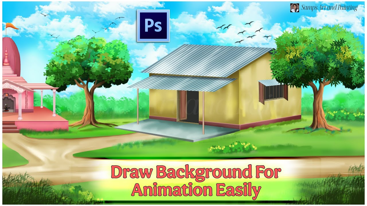 Asbestos House Drawing For Animation/ Step by Step Village House ...