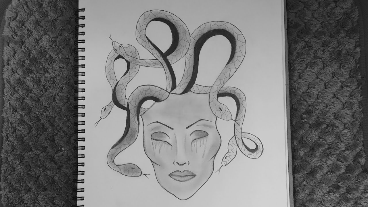 New Woman Drawing Girl With Snakes Hair Pencil Drawing - YouTube
