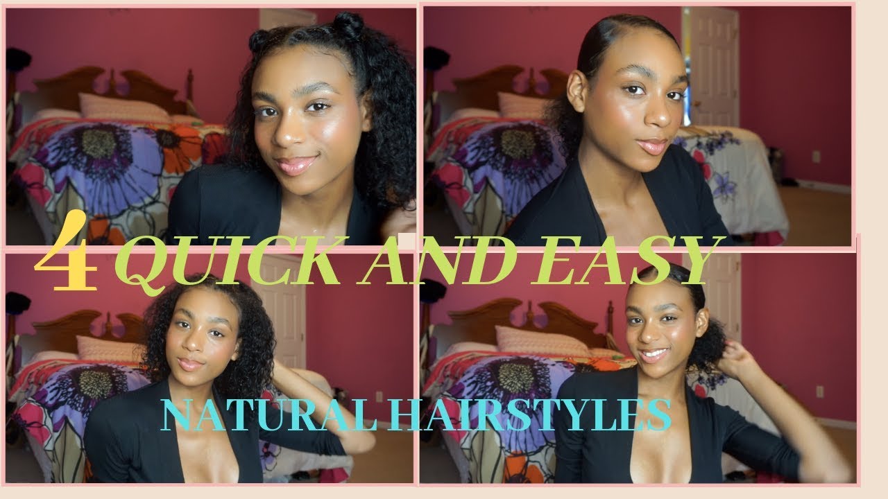 4 Quick & Easy NATURAL Hairstyles! - YouTube