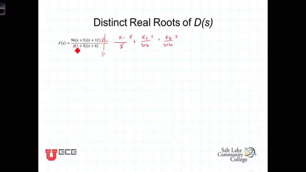 L12 7 2Laplace Trans Partial Fraction Distinct Real Roots - YouTube
