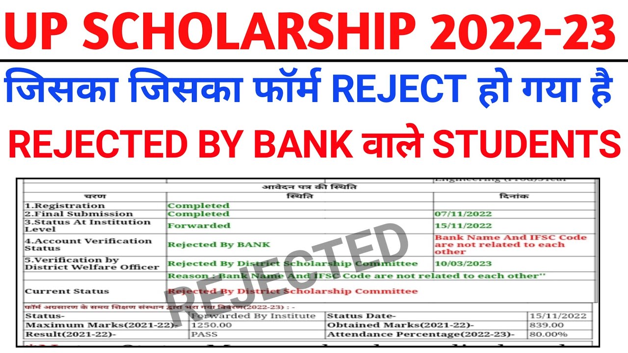 rejected by district scholarship committee//rejected by bank up ...