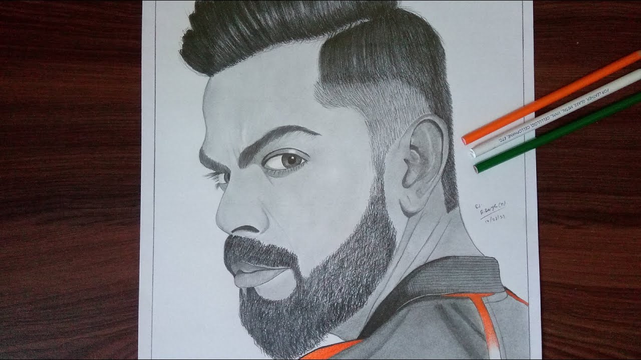 How to draw Virat Kohli || Drawing of Virat Kohli || How to draw Virat ...
