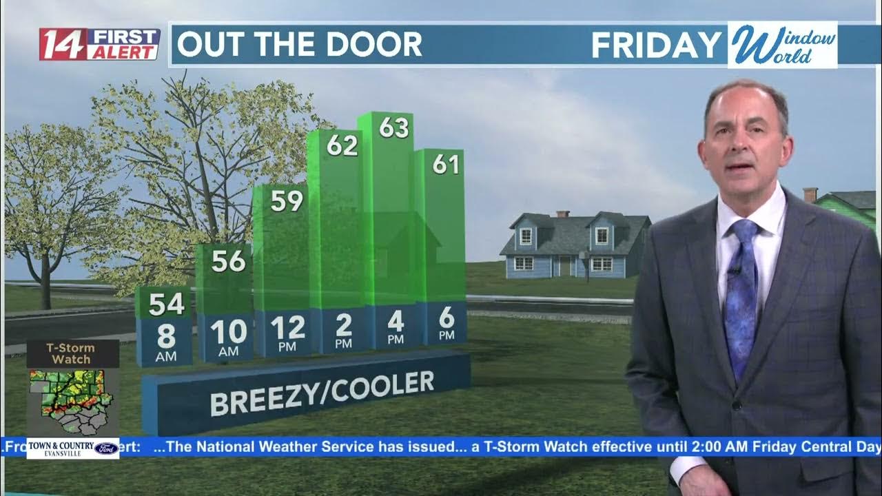 WFIE-14, Evansville IN, 10 pm newscast, Jeff Lyons weather segment, April 18, 2024 - YouTube