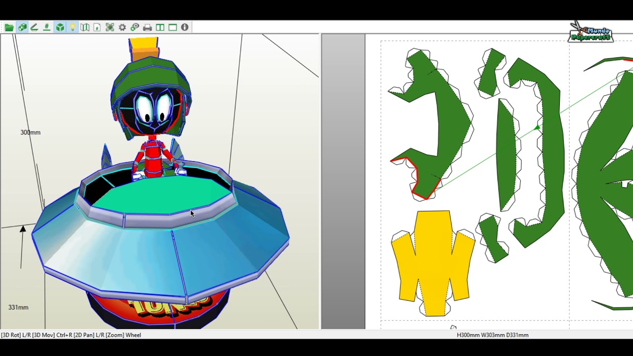 Marvin el marciano de papercraft - YouTube