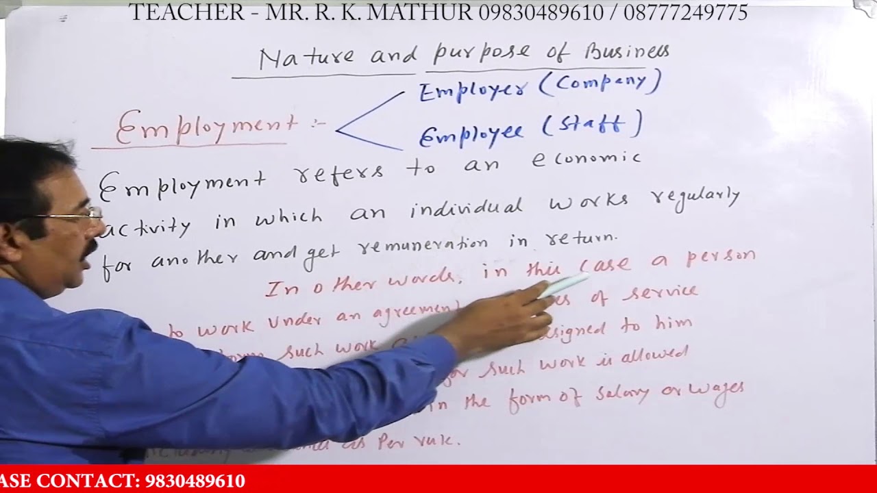 Nature and purpose of business Employment | Nature and purpose of ...