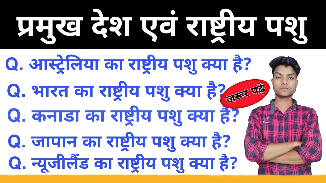 प्रमुख देश एवं राष्ट्रीय पशु/country and their national animals gk in ...