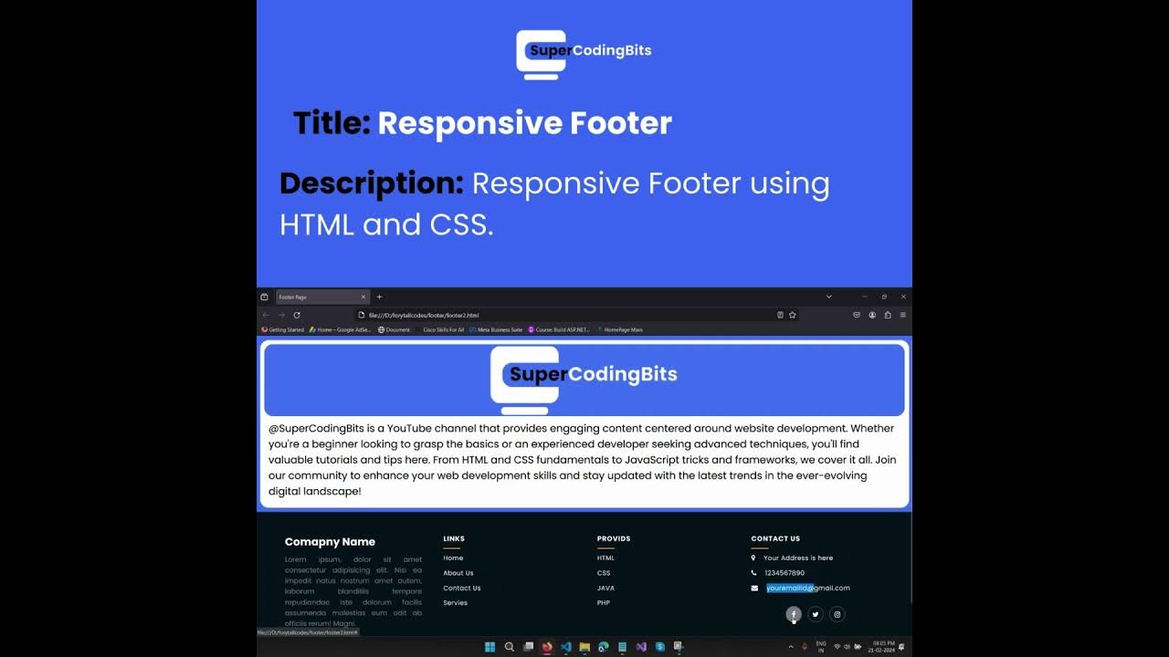 Responsive Footer Using Html And Css Footer Coding Css Html Supercodingbits Youtube 