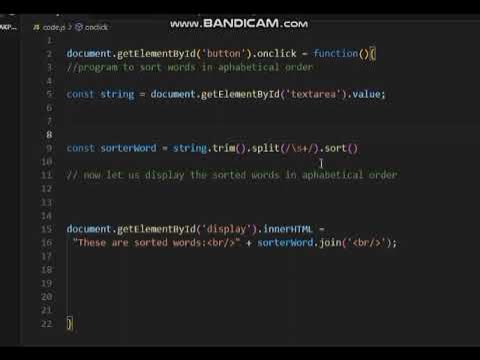 JAVASCRIPT/HTML: Using Javascript and html to sort Words in an Alphabetical order - YouTube