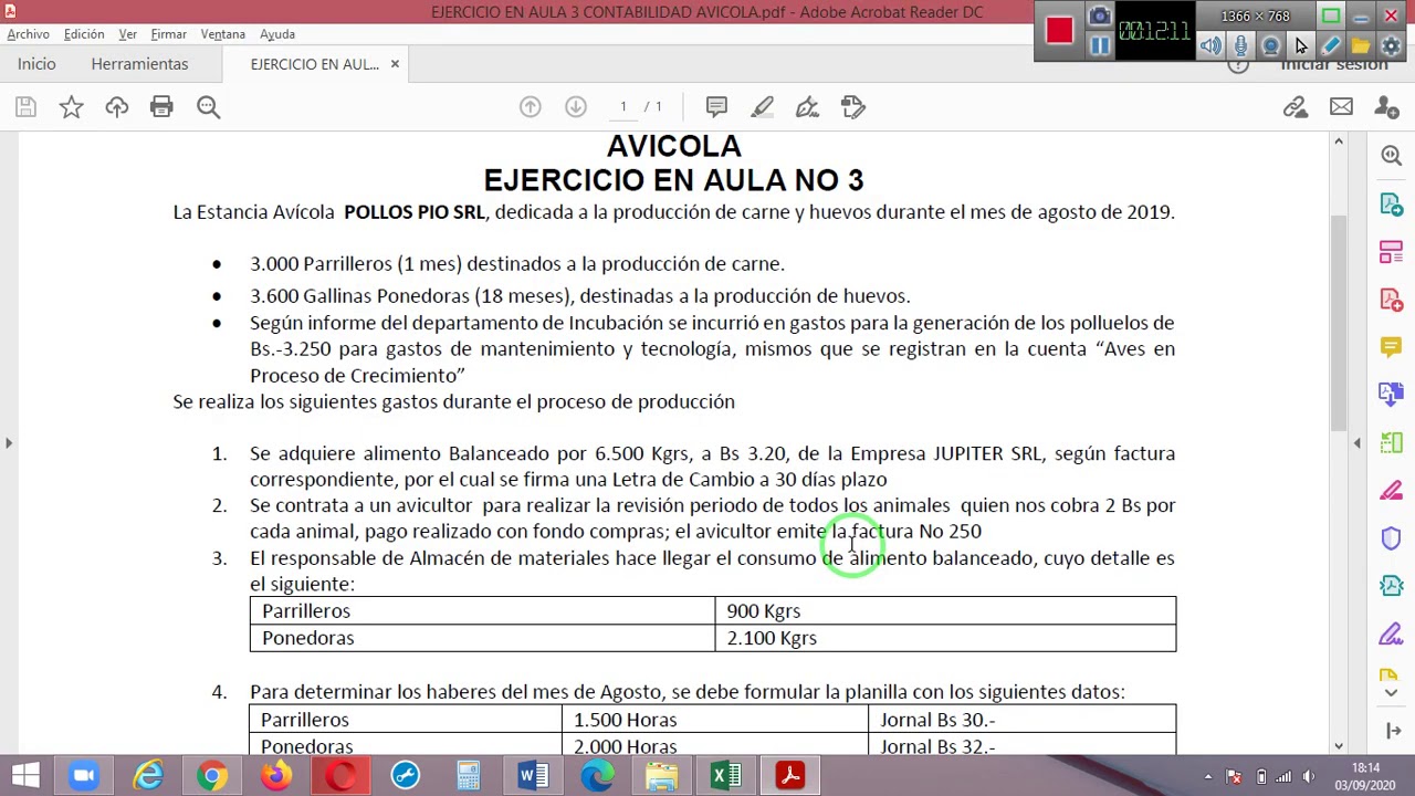 EJERCICIO EN AULA 3 CONTABILIDAD AVICOLA - YouTube