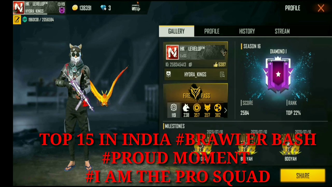 TOP 15 IN INDIA FREE FIRE BRAWLER BASH TOURNAMENT || #I AM THE PRO ...