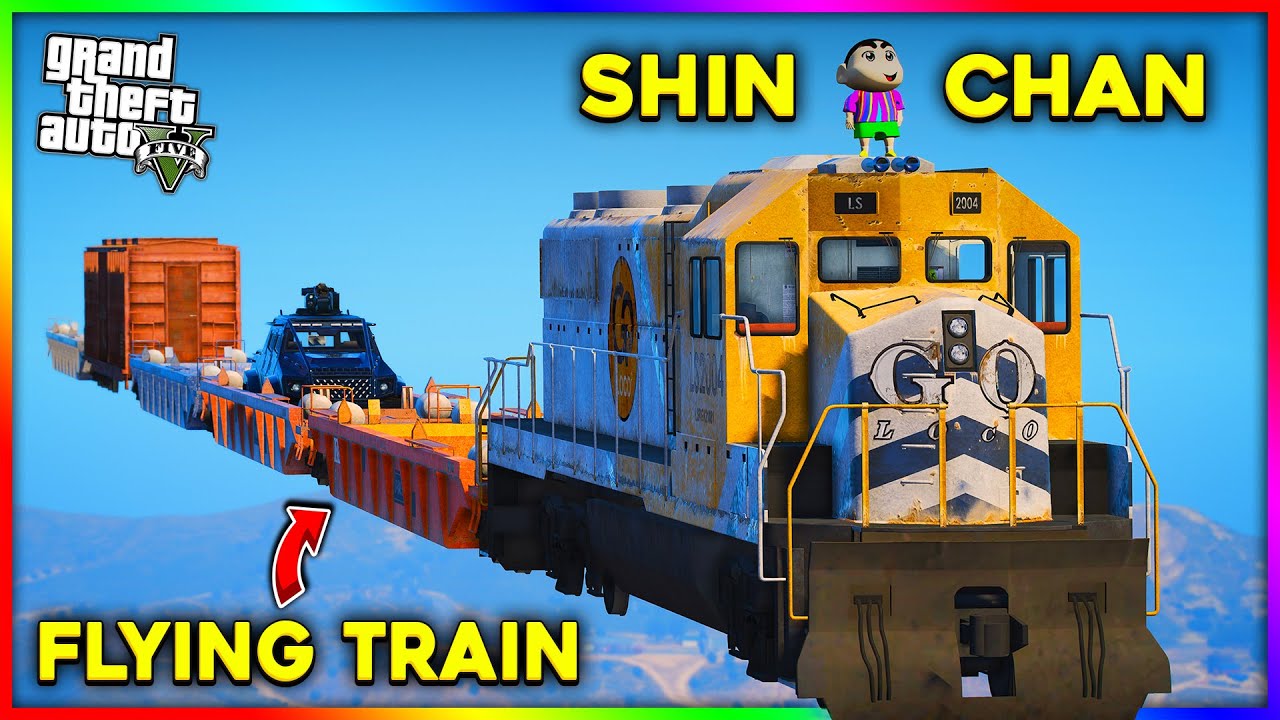 Shin-Chan And Franklin | Flying Train in GTA 5 | in Telugu - YouTube