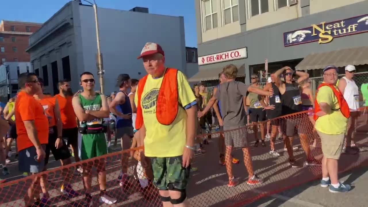 Sights and sounds from the Bix 7 starting line - YouTube