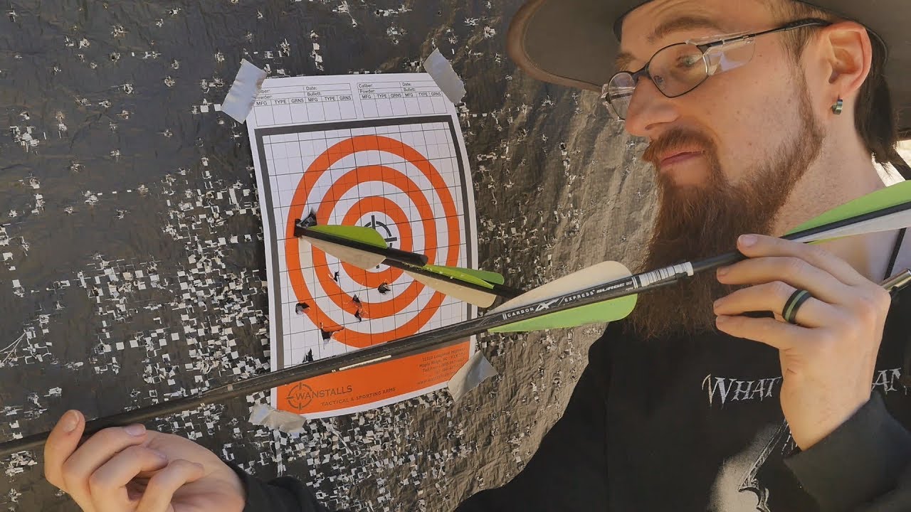 A Robin Hood Shot While Zeroing the Scope (Barnett Ghost 400 Crossbow ...