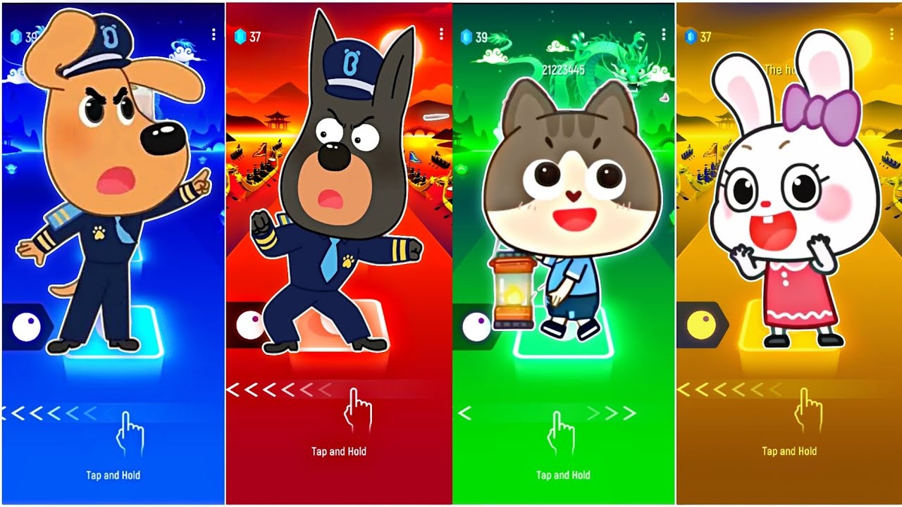 Sheriff Labrador 🆚 Police Officer 🆚 Little cat 🆚 Little rabbit 🎶 Tiles ...