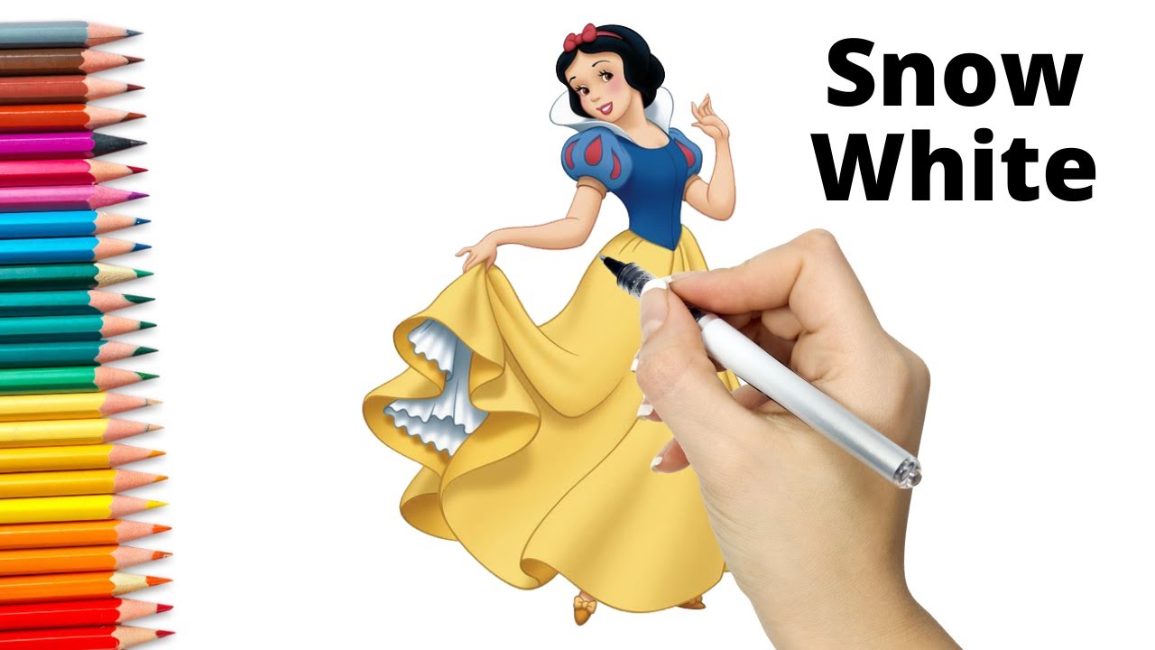 HOW TO DRAW CUTE SNOW WHITE | Snow withe coloring | Disney Princess ...