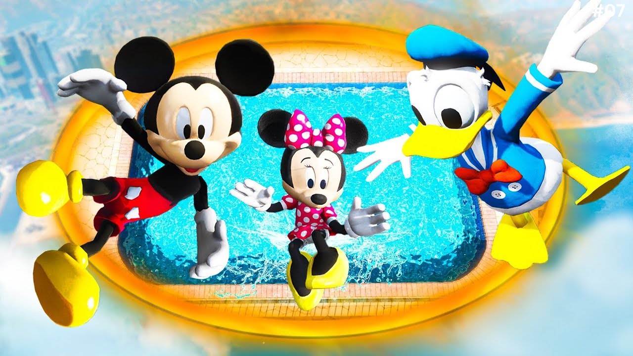 GTA 5 Donald duck vs Mickey Mouse,Minnie Mouse Water Ragdolls Jumps ...
