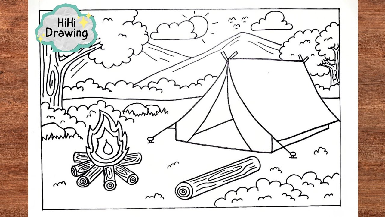 How to Draw a Camping Scene | Easy Drawing Step by Step - YouTube