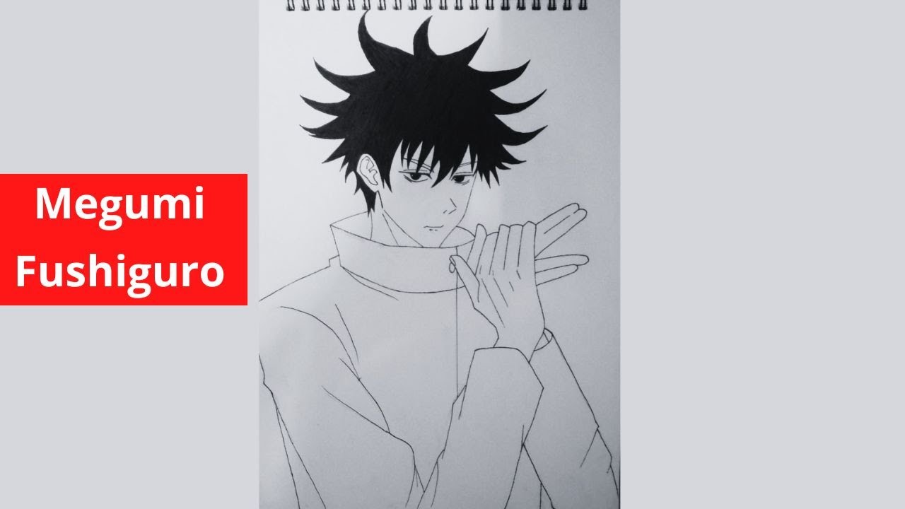 Easy Anime Drawing | How To Draw Outline Megumi Fushiguro Jujutsu ...