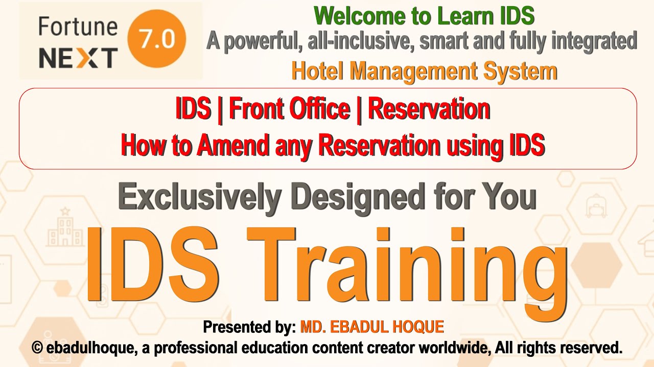 IDS Training | Front Office | Reservation | Amend Reservation using IDS ...