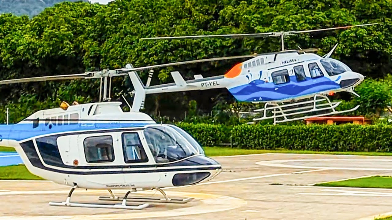 CLOUDY DAY LANDING & Takeoff | Bell 206-L4 LongRanger & Bell 206 ...