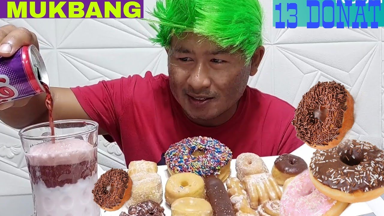 SI RAMBUT IJO ASMR MUKBANG 13 DONAT - YouTube