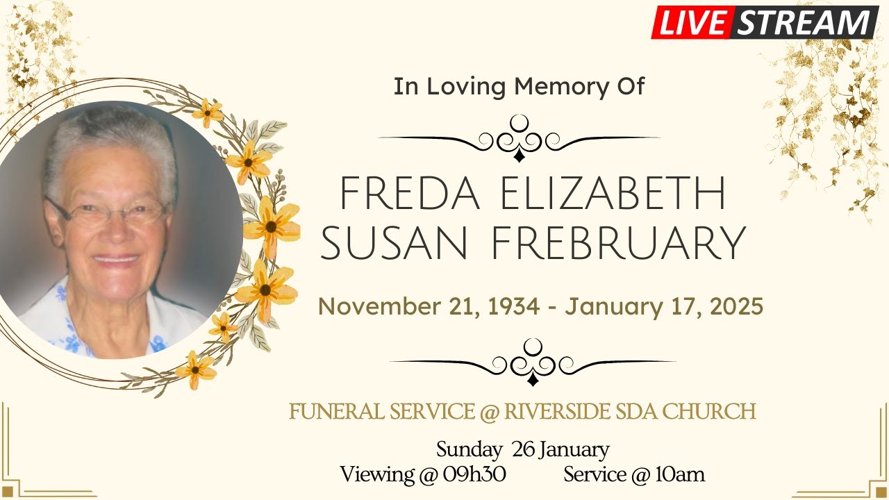 Funeral Service of the late Freda Elizabeth Susan February - YouTube