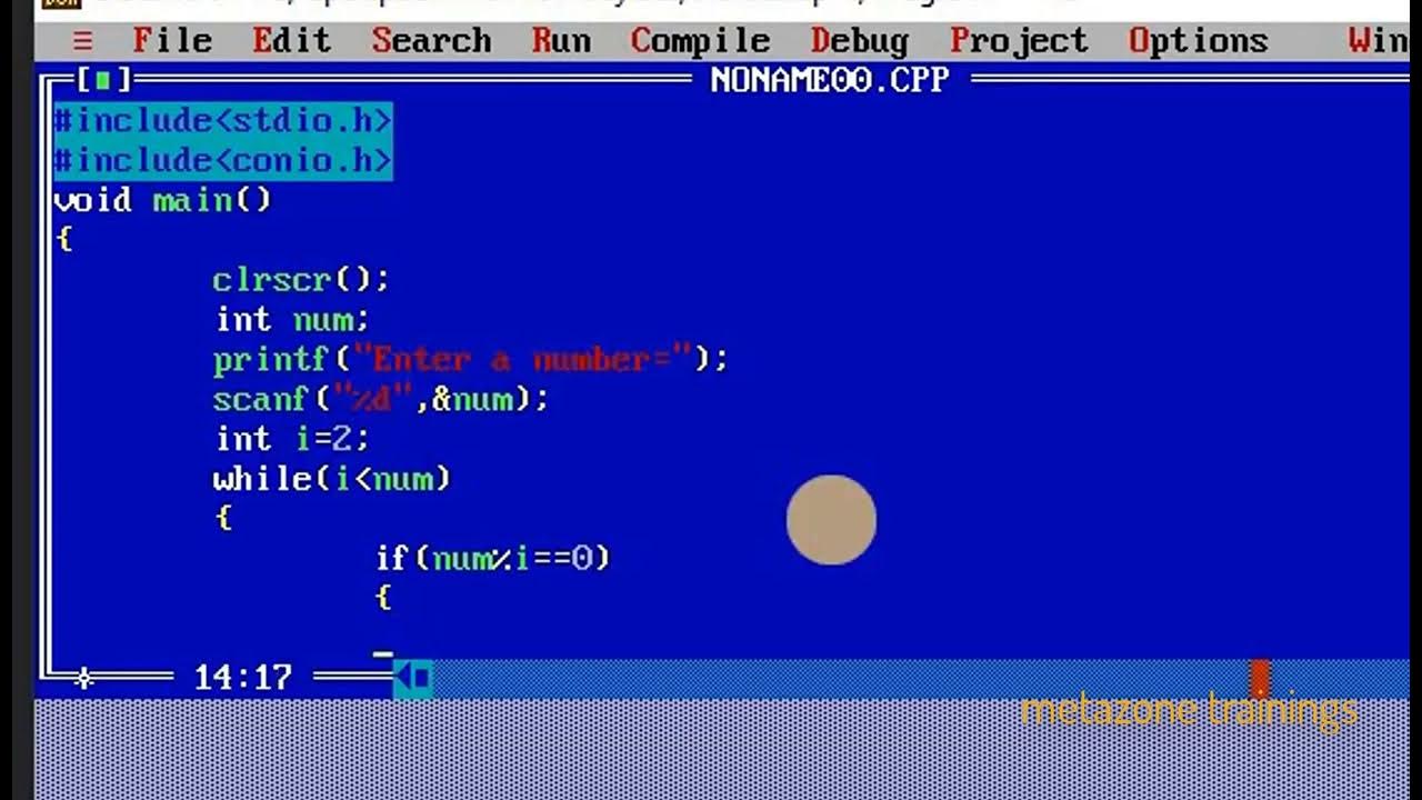 C Unit8 Q1 Implementing Prime Number Logic In Turbo C C Programming Tutorial Youtube