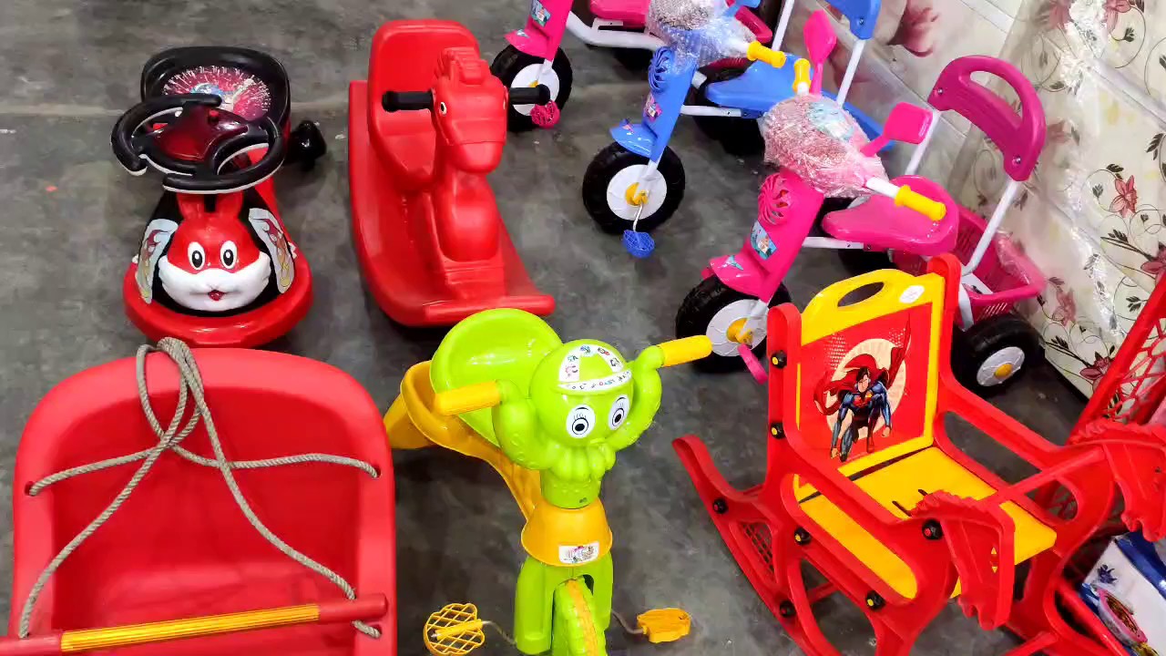 বাচ্চাদের আর এফ এল এর খেলনা, ঘোড়া গাড়ি দোলনার দাম অনেক কম Baby toyes ...