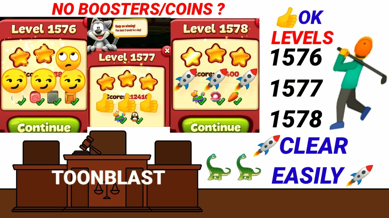 Toon Blast |Levels 1576 1577 1578 |No Booster|No Coins?👍🤺 - YouTube