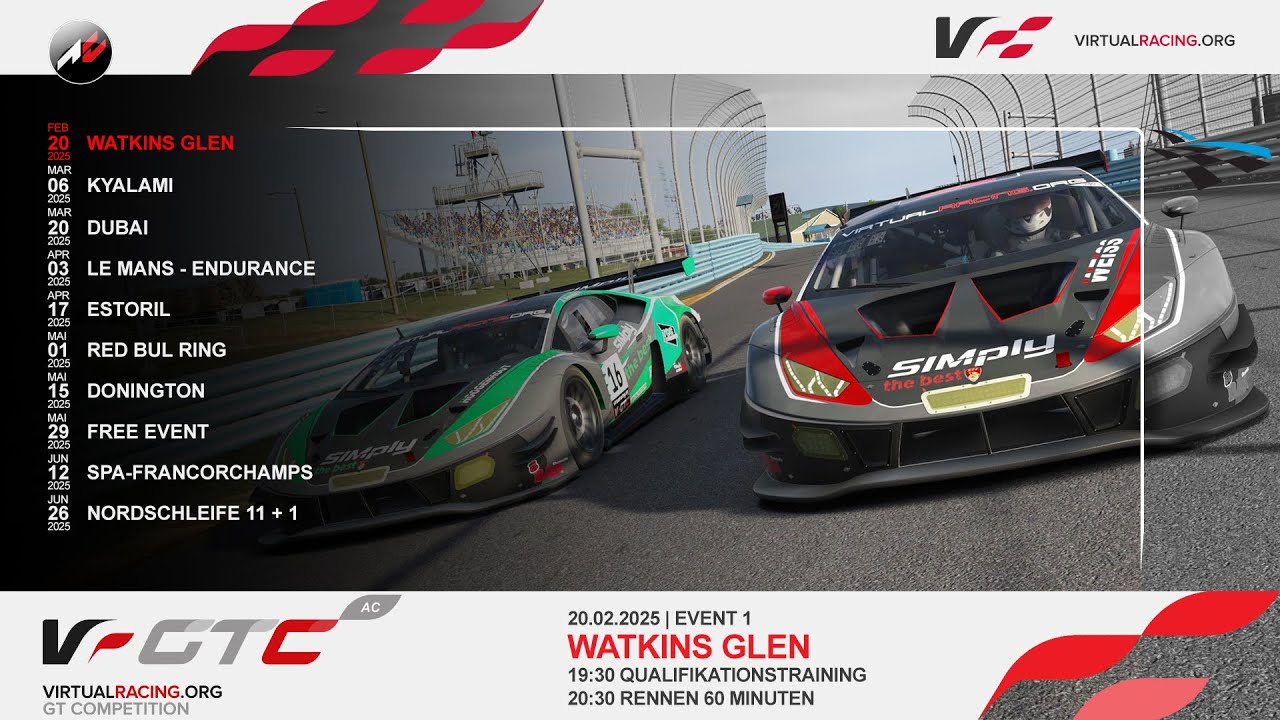 AC | VR GTC - Saison 19 | Event 1 | Watkins Glen - YouTube