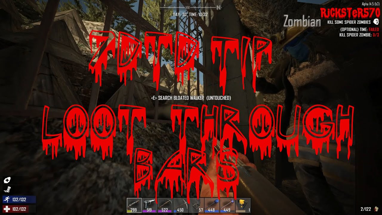 7DTD (Alpha 14.5) Looting Zombies through bars - YouTube