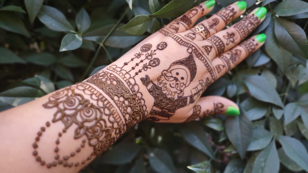 Christmas special mehndi /How to draw Santa/ Back hand mehndi/ Easy ...