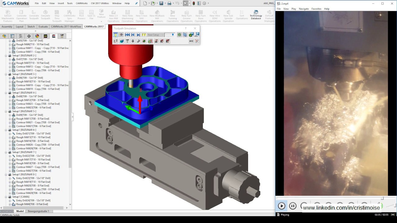 Aluminium volumill Camworks on AKIRA-SEIKI machine. - YouTube
