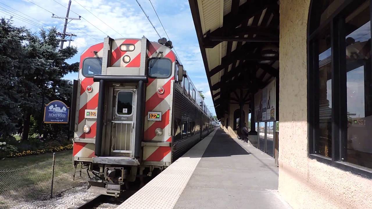 Metra EMU #1275 Leads an Outbound Arriving/Departing Homewood IL - YouTube