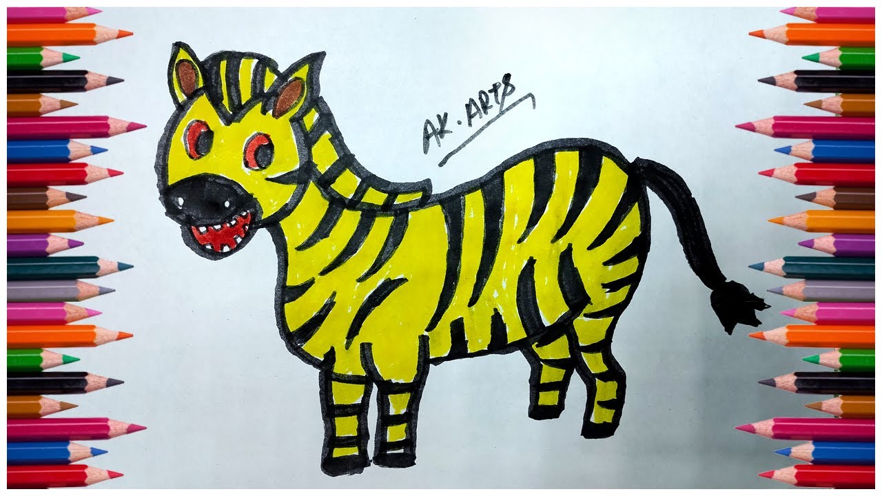 Easy Zebra Drawing for kids & toddlers | How to draw a Zebra step by ...