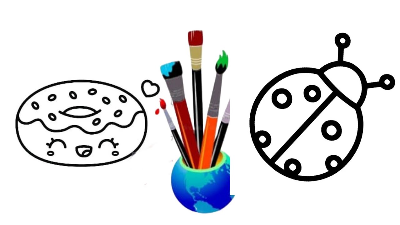 easy donut drawing for kids|very simple drawing|quite lady bug drawing ...