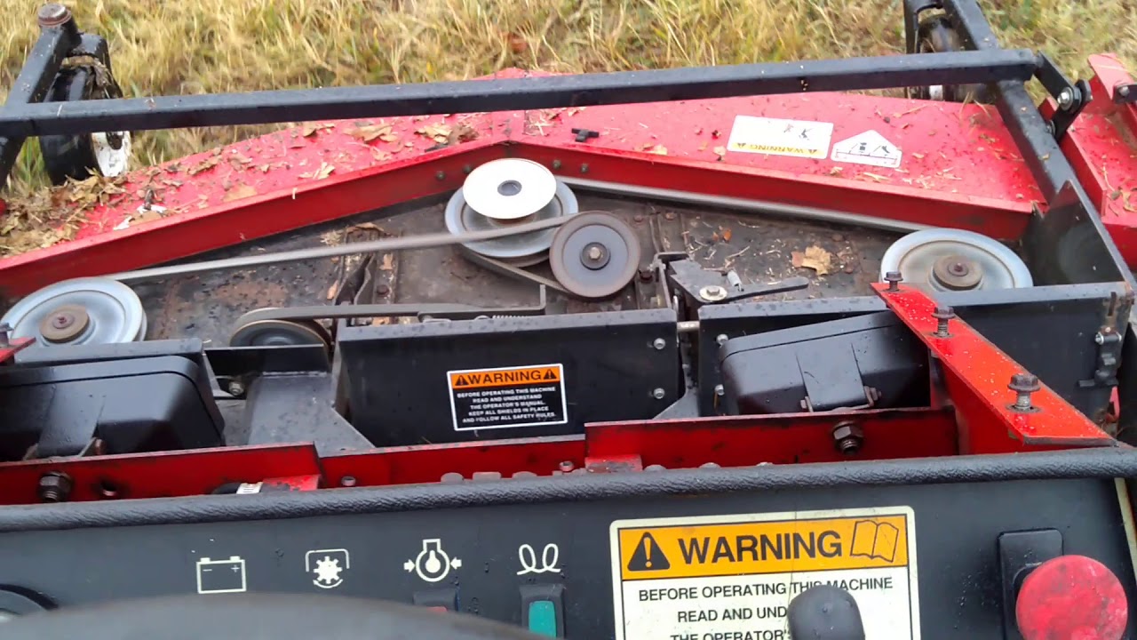 Steiner 230 72" deck mowing with cover off to check belts - YouTube