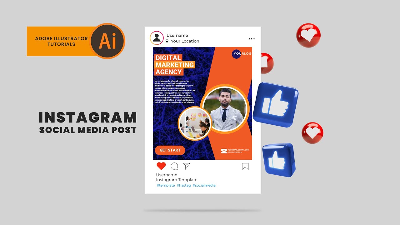 How to Design Social Media Post Design in Illustrator - YouTube