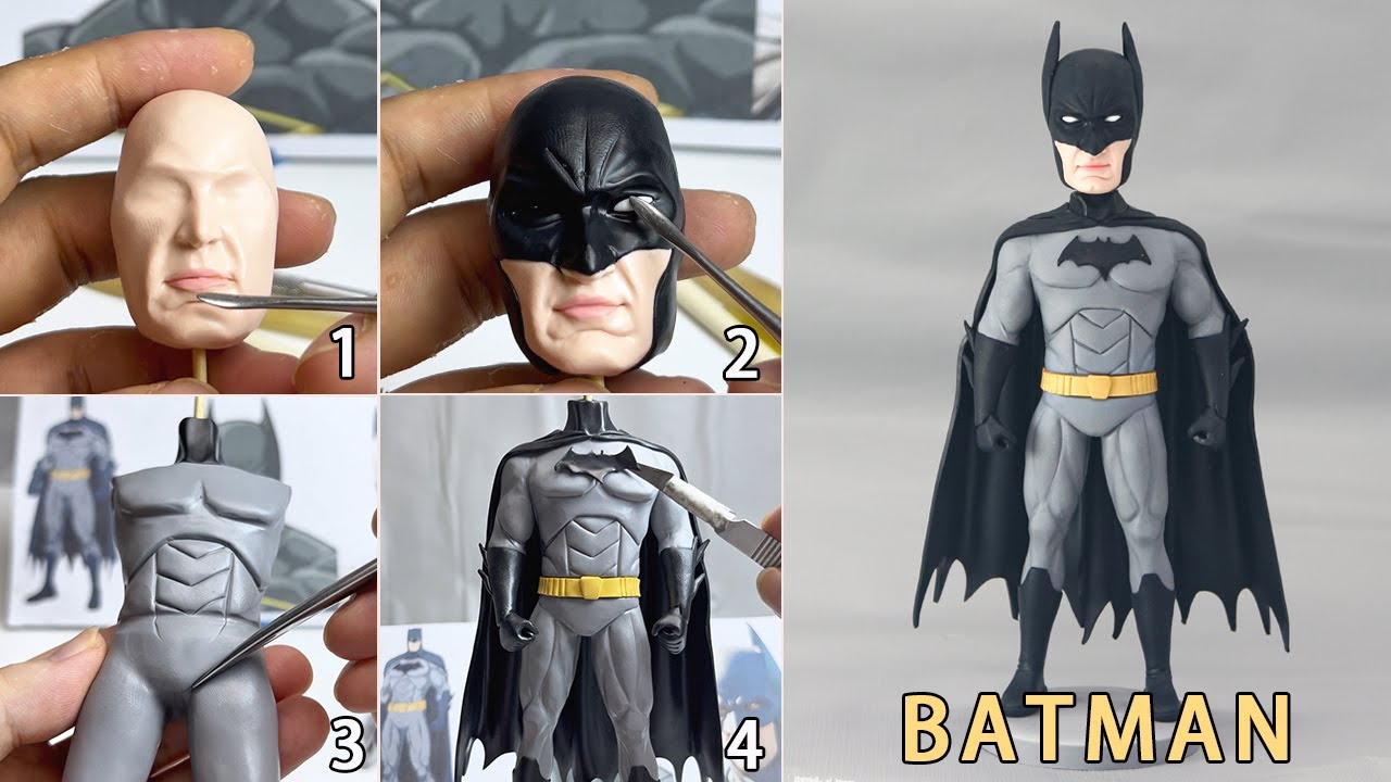 Sculpt Clay To Batman Figure Doll Tutorial - DC Comics Superhero Batman ...