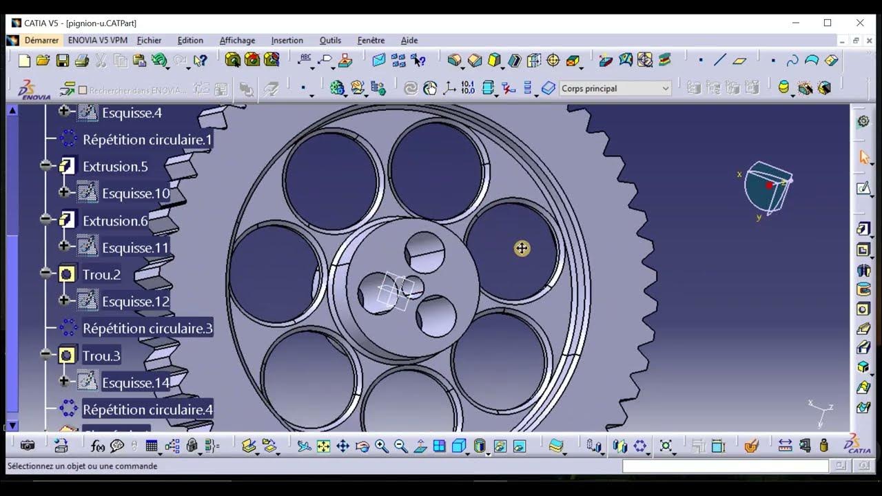 conception d'in pignon sur catia v5 - YouTube