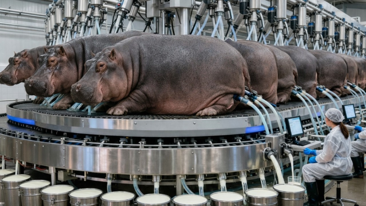 Massive Hippo Cheese Production Line: From Hippo Milking to Modern ...