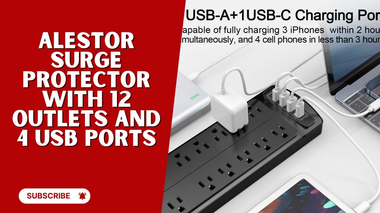 Alestor Surge Protector Power Strip | 12 Outlets, 4 USB, 2700J - YouTube