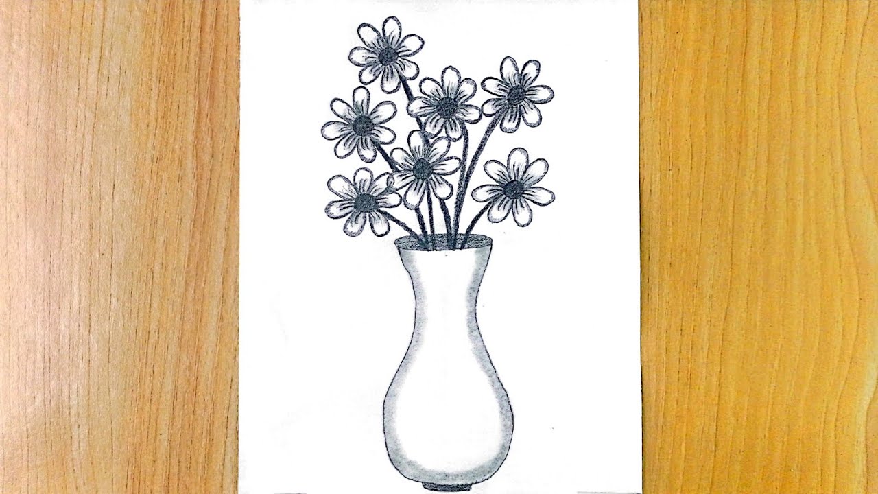 How To Draw A Beautiful Flower Vase || Flower Vase Drawing Pencil ...