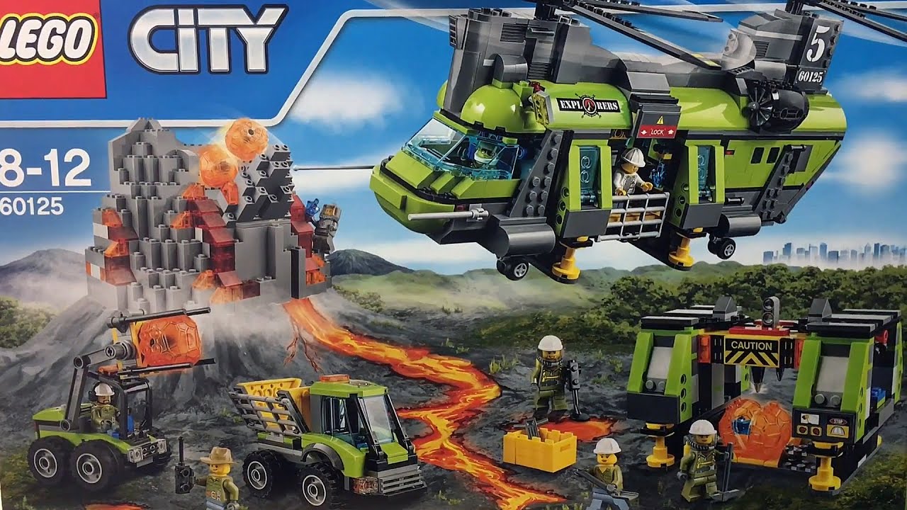 LEGO CITY 60125 WULKAN - CIĘŻKI HELIKOPTER TRANSPORTOWY - YouTube