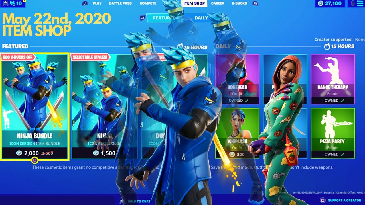 NEW* Fortnite Item Shop [22/5/2020] NINJA BUNDLE, BONEHEAD, PJ ...