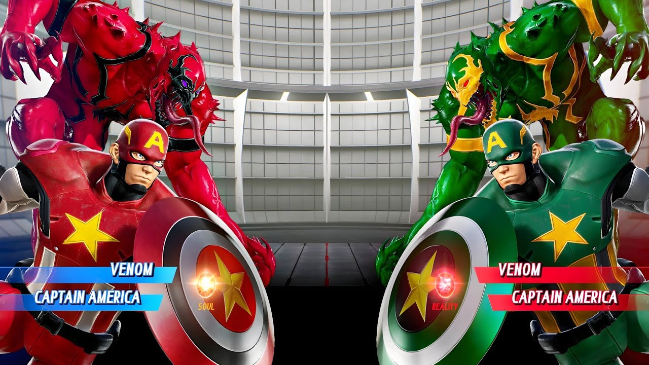 Captain America Vemon (Red) vs. Captain America Venom (Green) Fight ...