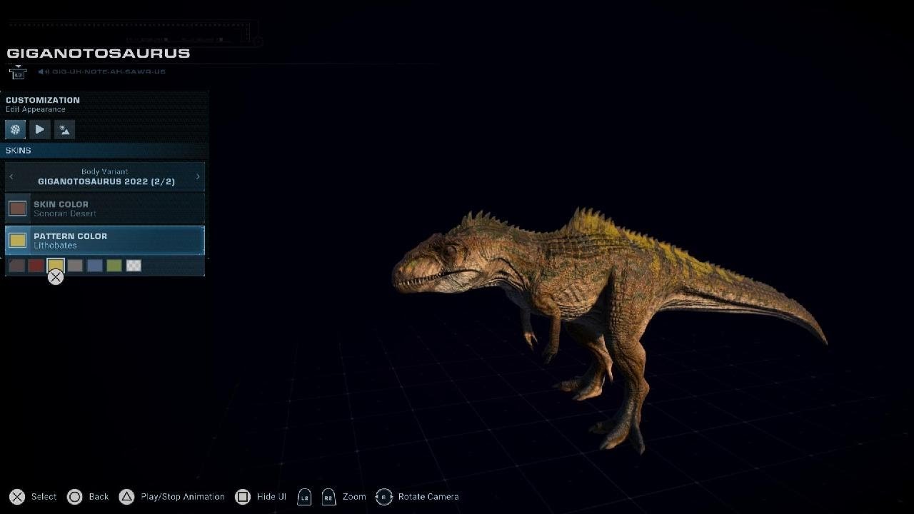 Jurassic World Evolution 2 all Dominion giganotosaurus skins and ...