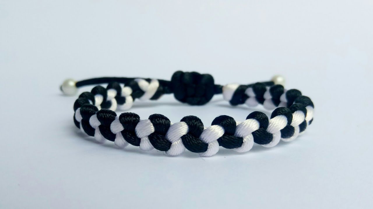 cara membuat gelang dari tali satin dua warna - YouTube