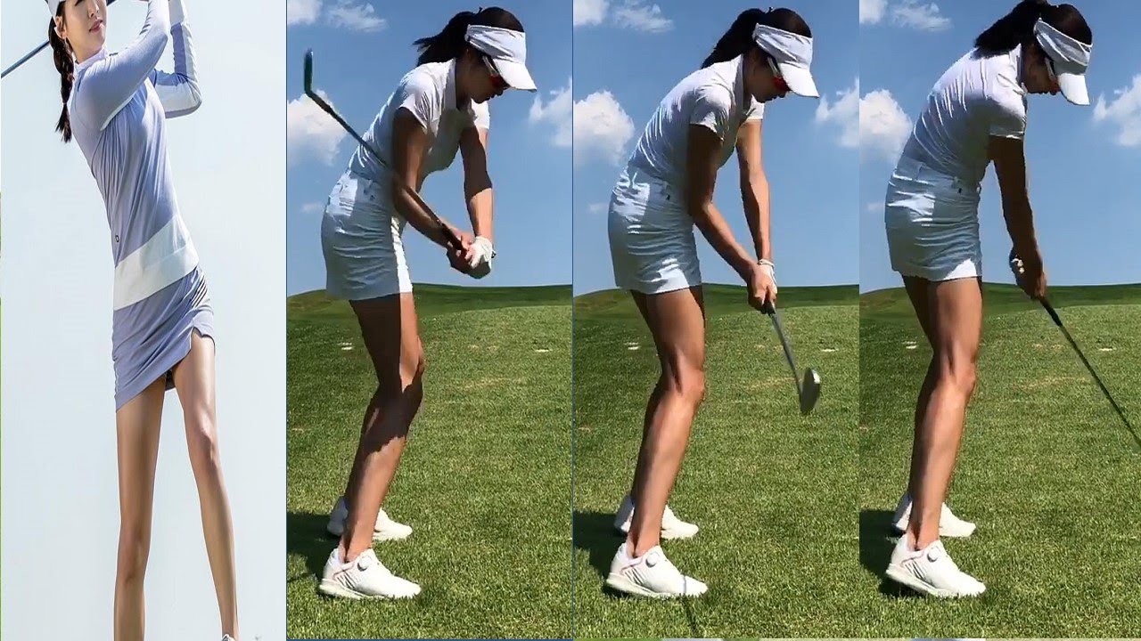 보고 내꺼되면 🦮이득👍어께 허리 무릅 순으로 집어넣고 뺄 때는 반대로😱 무릅 허리 어께 순으로👌💖 김민서프로 스윙 미녀골퍼